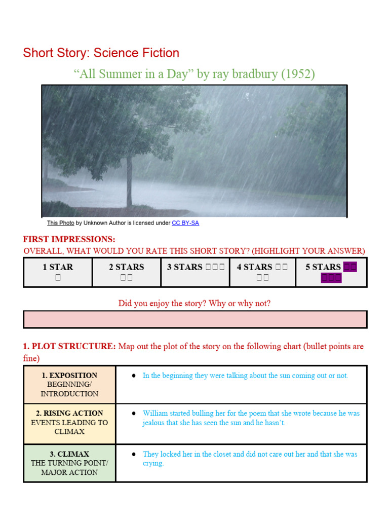 "All Summer in a Day" Analysis | PDF