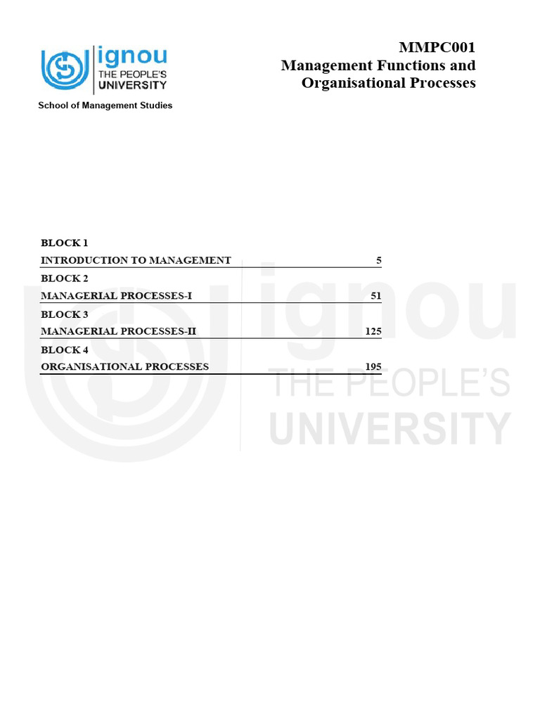 MMPC-001 Management Functions and Organisational Processes | PDF ... MMPC-001 Management Functions and Organisational Processes | PDF ...