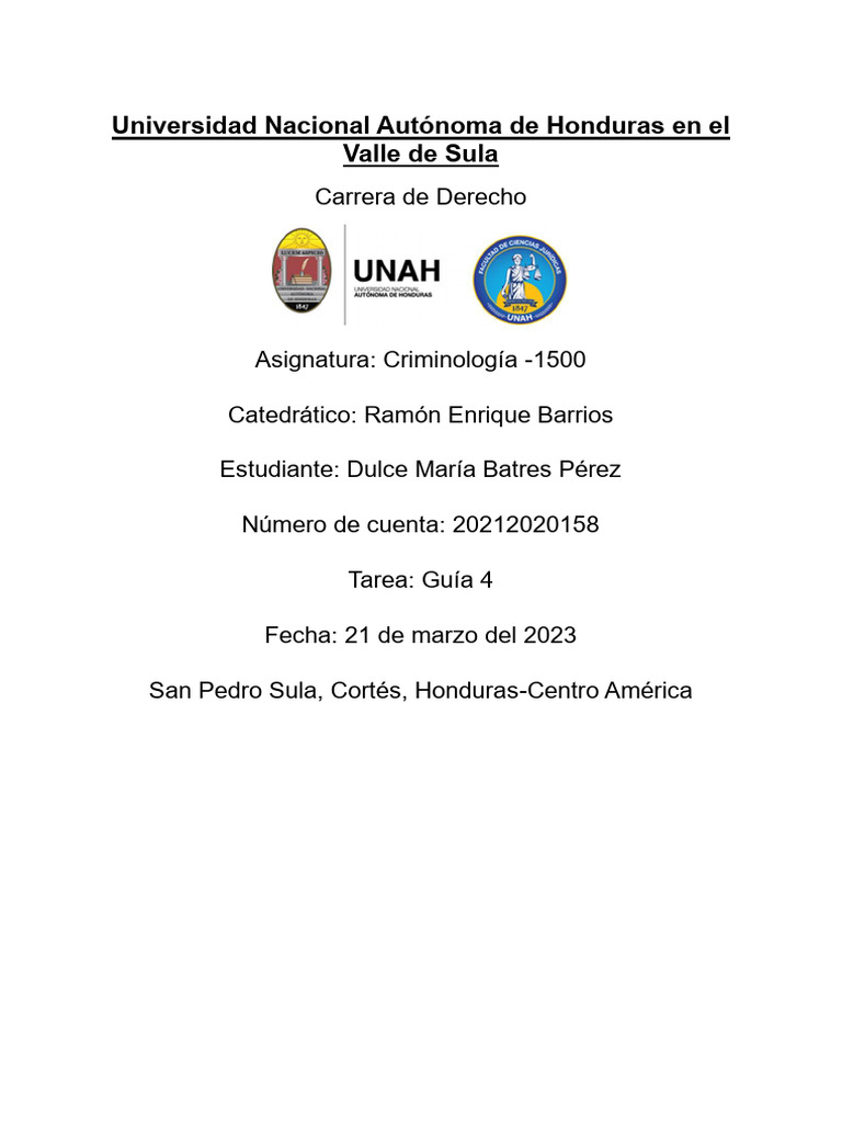 Guía#4 - Dulce María Batres - Criminología | PDF | Criminología ...
