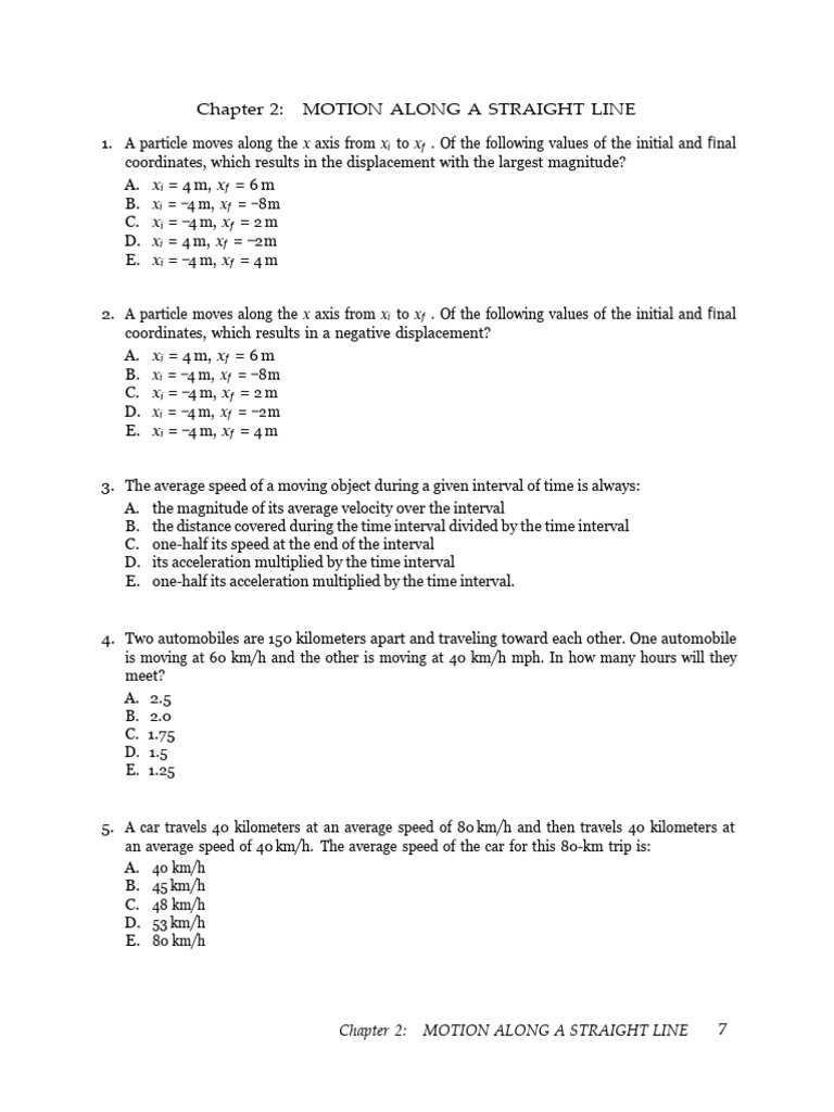 Chapter 2: Motion Along A Straight Line | PDF | Acceleration | Velocity