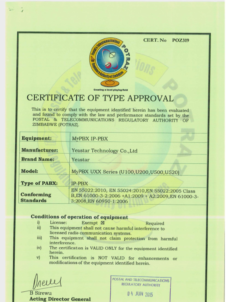 Potraz PBX Certificate | PDF