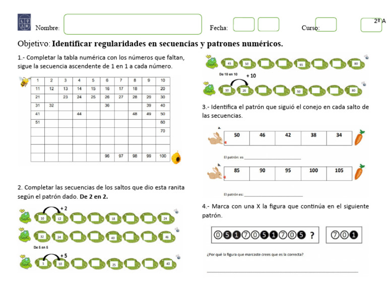 Patrones y Secuencias, Guía 17-11-22 | PDF