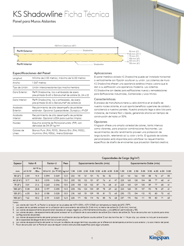 KS Shadowline Ficha Técnica | PDF | Aislamiento térmico | Materiales