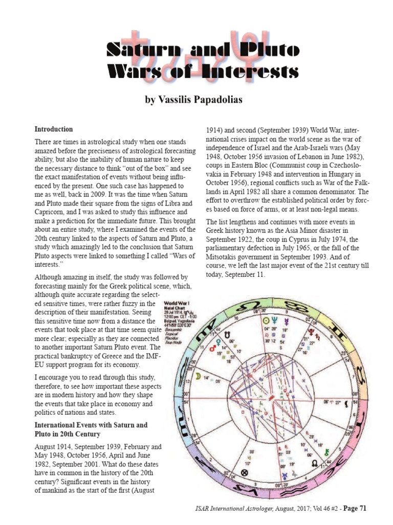 Saturn Pluto and The Wars of Interest | PDF | Planets In Astrology | Pluto