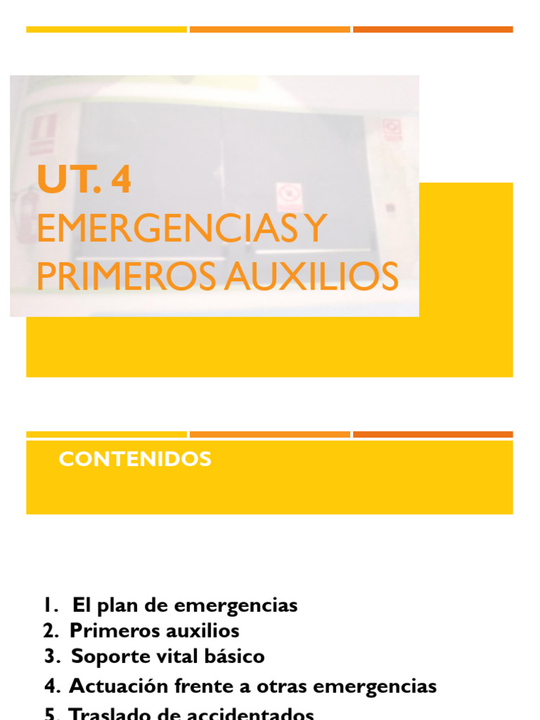 Ut 4 Emergencias y Primeros Auxilios | PDF | Reanimación cardiopulmonar | Primeros auxilios