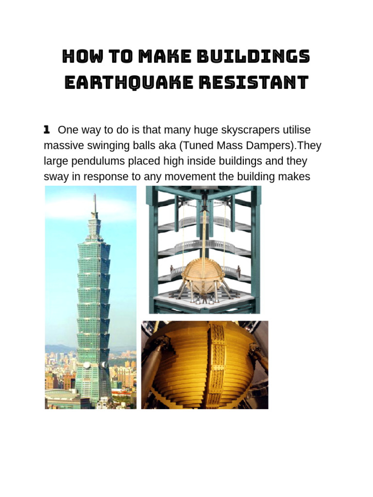 How To Make Buildings Earthquake Resistant | PDF
