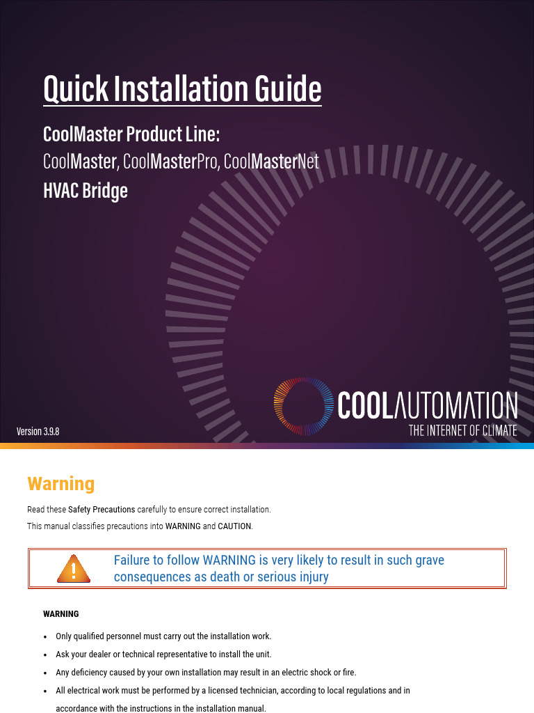 CoolMaster HVAC Installation Guide | PDF | Electrical Connector | Usb