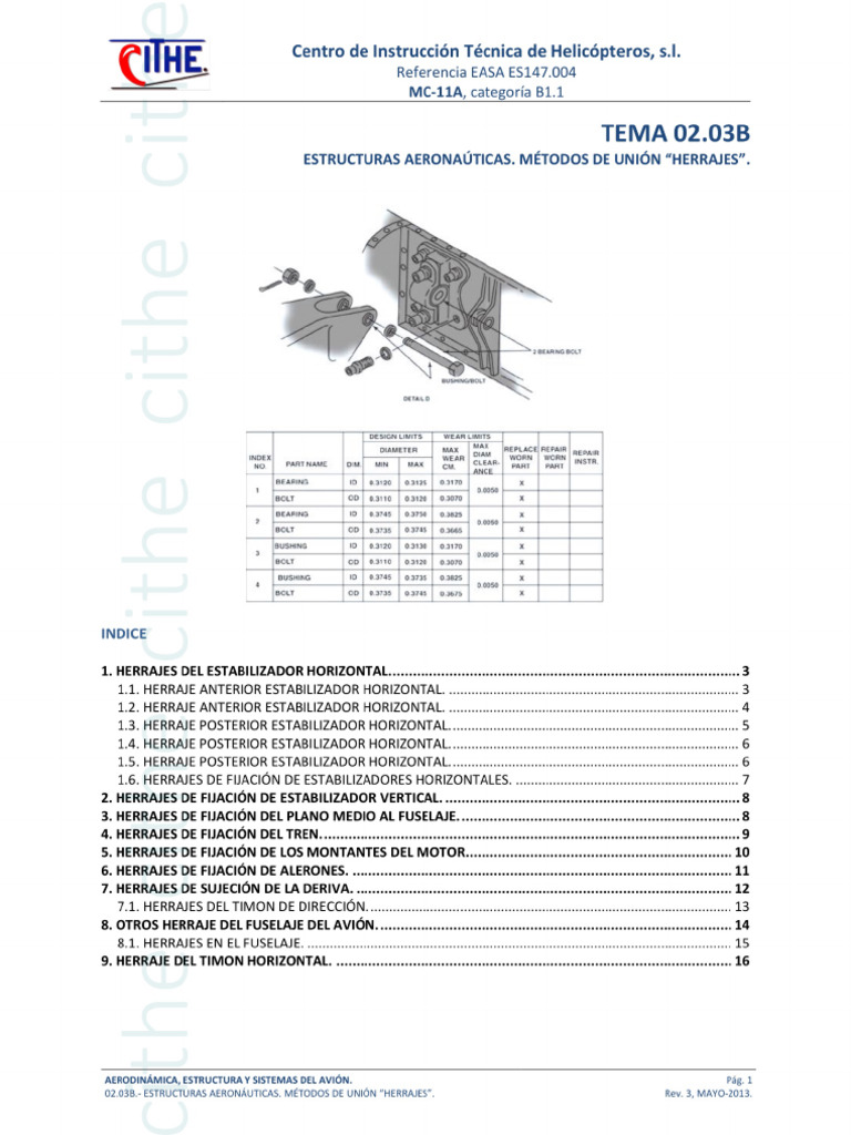 02.03B Estructuras Aeronáuticas. Métodos de Unión - Herrajes | PDF