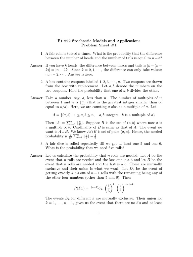 Assignment 1 Answers | PDF | Probability | Applied Mathematics