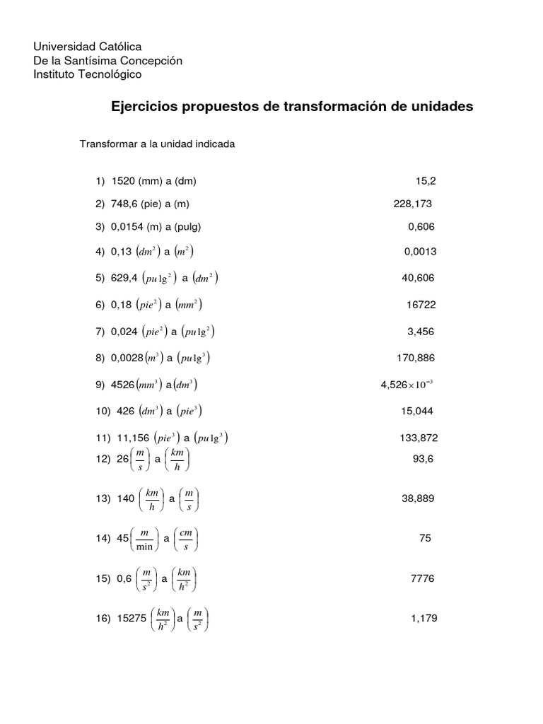 Guía Transformación U | PDF | Unidades de medida