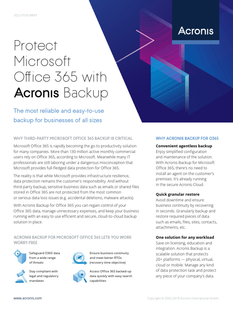 Acronis Backup - Protect Office 365 | PDF | Backup | Cloud Computing
