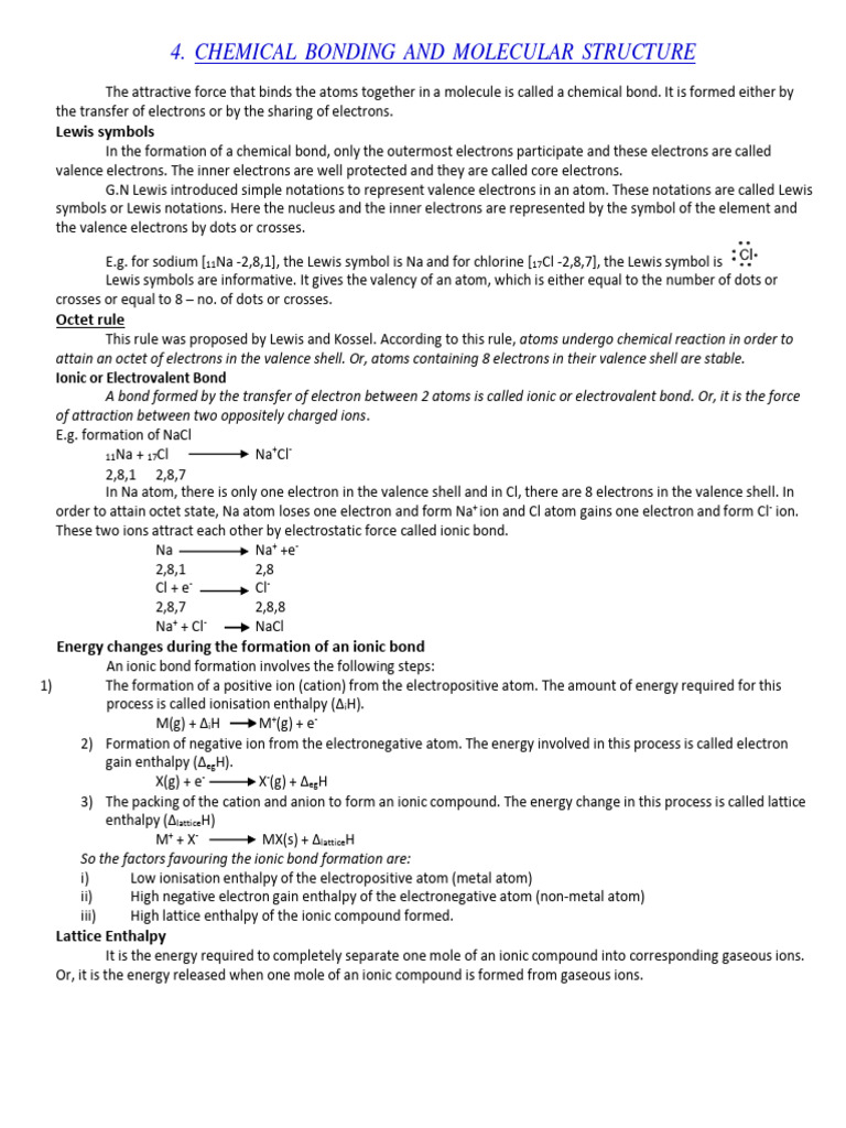 Chemical Bonding and Molecular Structure | PDF | Molecular Orbital ...