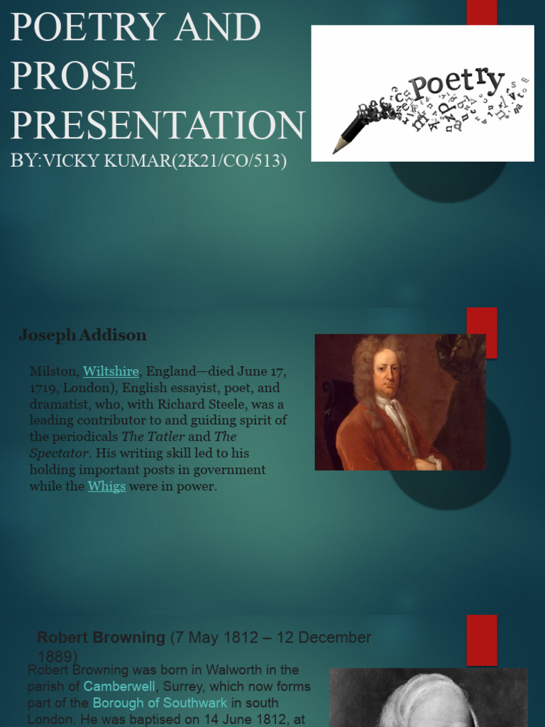 Appreciation of Poetry and Prose Presentation | PDF | Robert Browning
