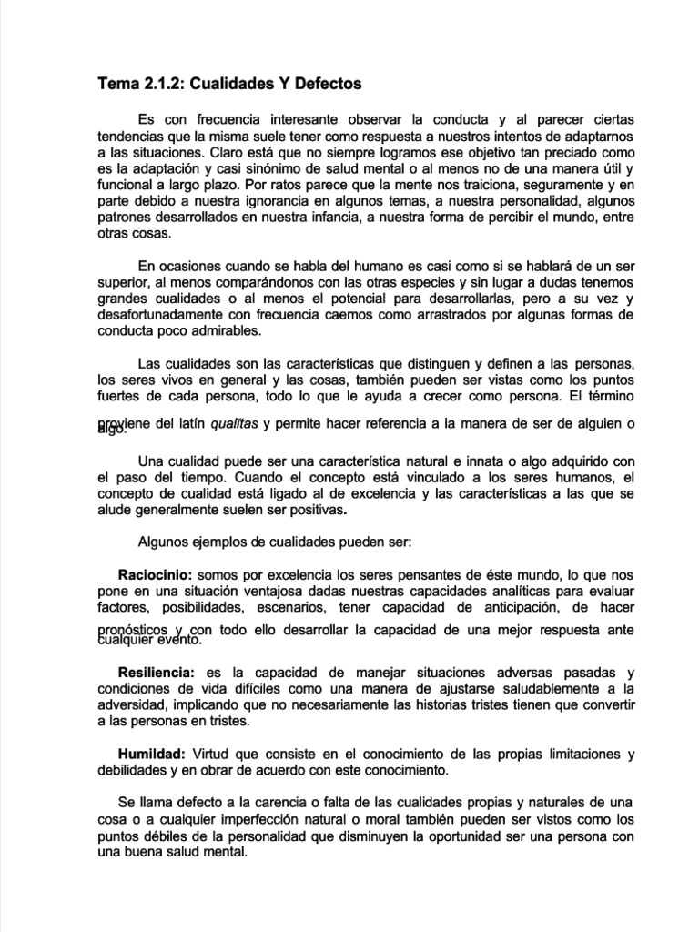 PDF Tema 212 Cualidades y Defectos Compress | PDF | Virtud | Mente