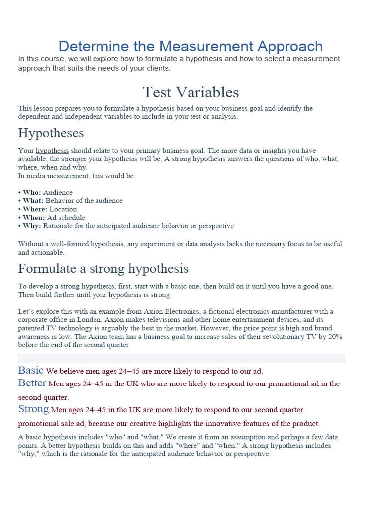 3.determine The Measurement Approach - Facebook | PDF | Hypothesis ...