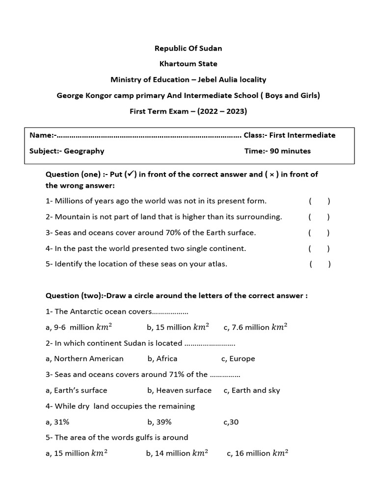 First Intermediate - Geography | PDF