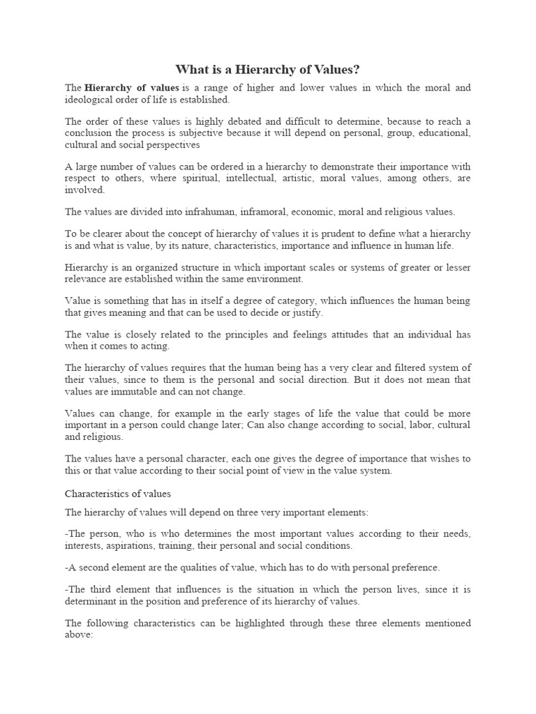 UNIT-1 - What Is A Hierarchy of Values | PDF | Hierarchy | Behavior