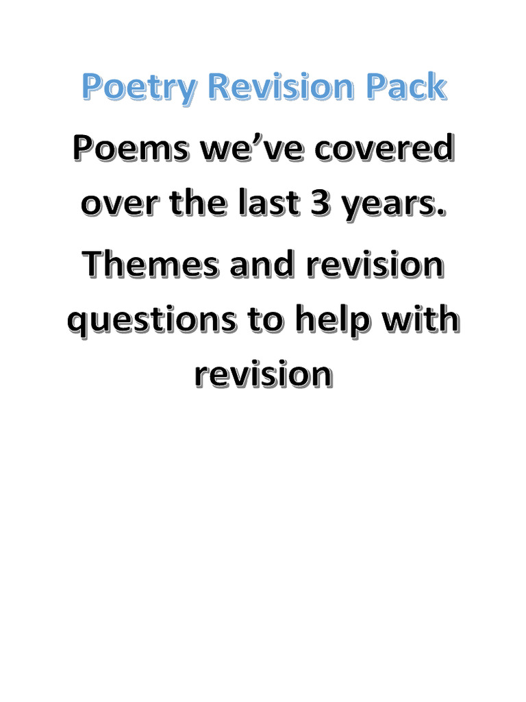 Poetry Revision 3rd Year | PDF | Poetry