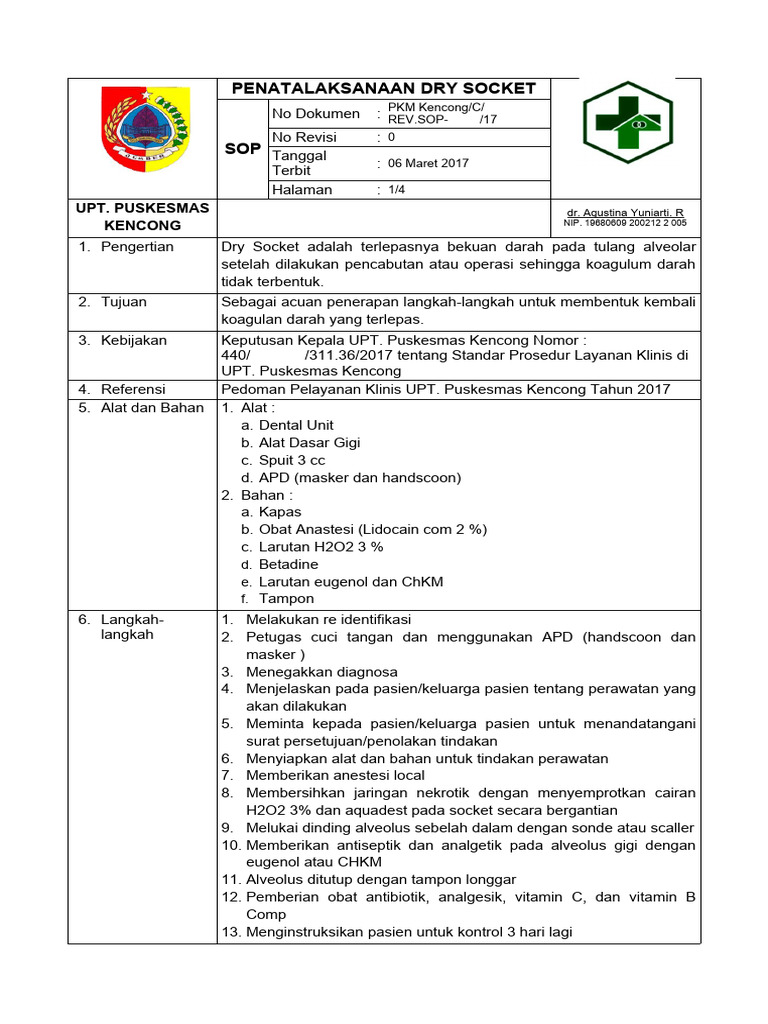 SOP Dry Socket | PDF | Pengembangan Diri | Sains & Matematika
