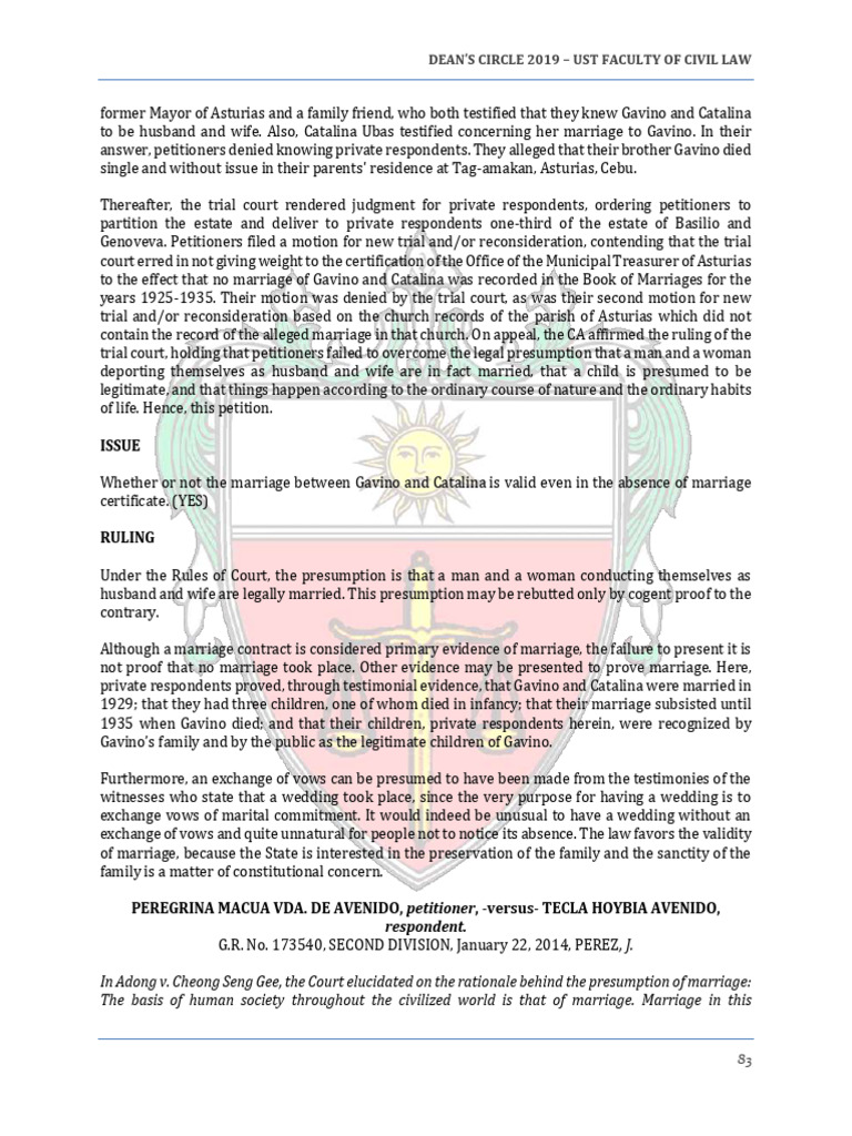 LAW 3100 - Persons & Family Relations - JD 19. G.R. No. 173540 - Vda ...