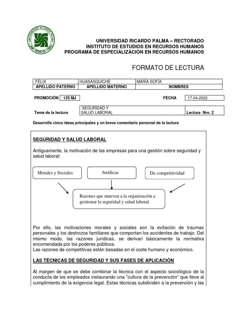 Lectura 2 - Seguridad y Salud en El Trabajo | Descargar gratis PDF ...