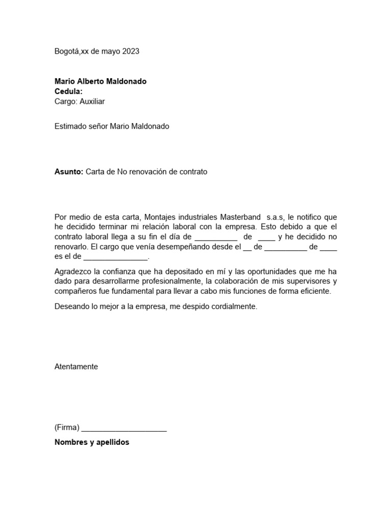 Carta de Preaviso para Empleado | PDF