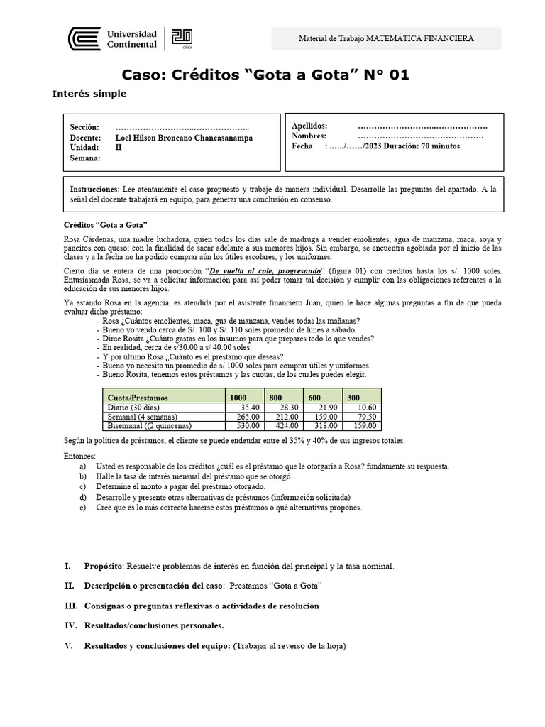Caso - 1 - Gota A Gota) | PDF