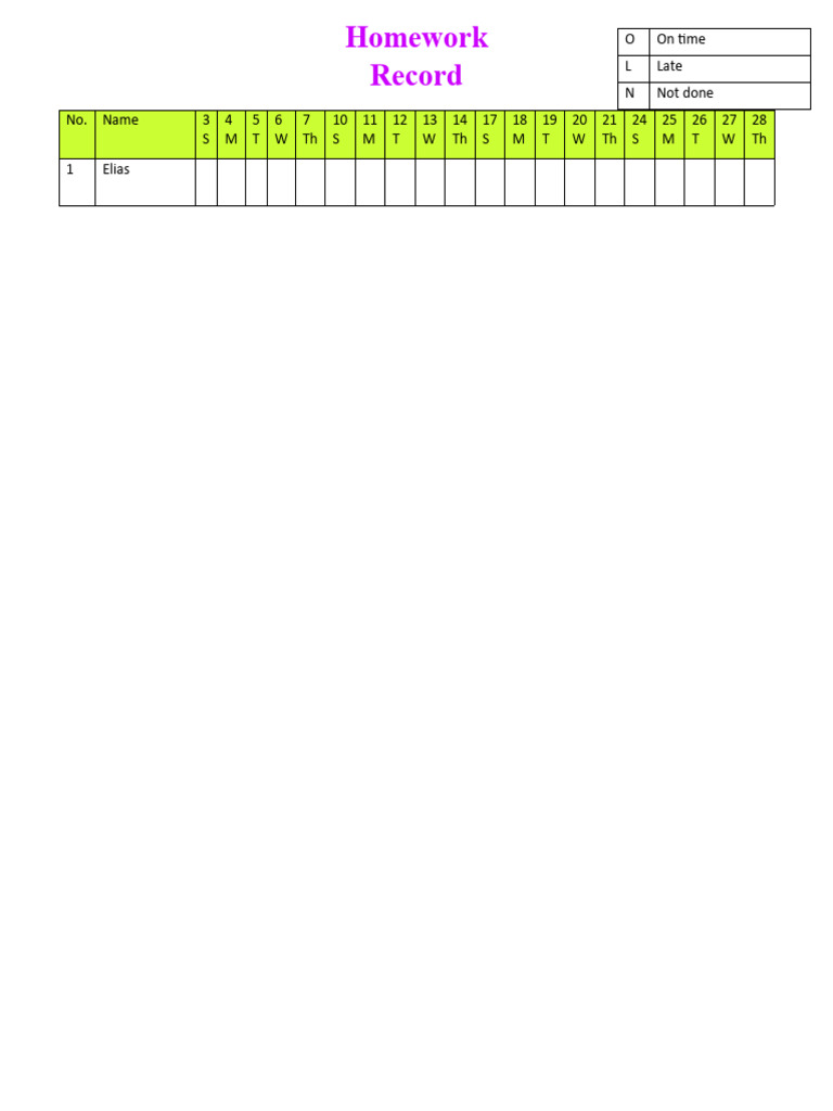 Homework Record English | PDF
