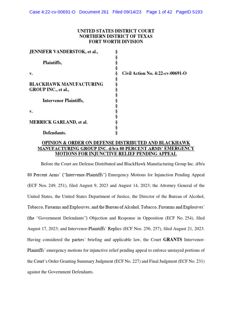 New Injunctions Issued Against ATF's Frames and Receivers Rule | Download Free PDF | Equity (Law ...