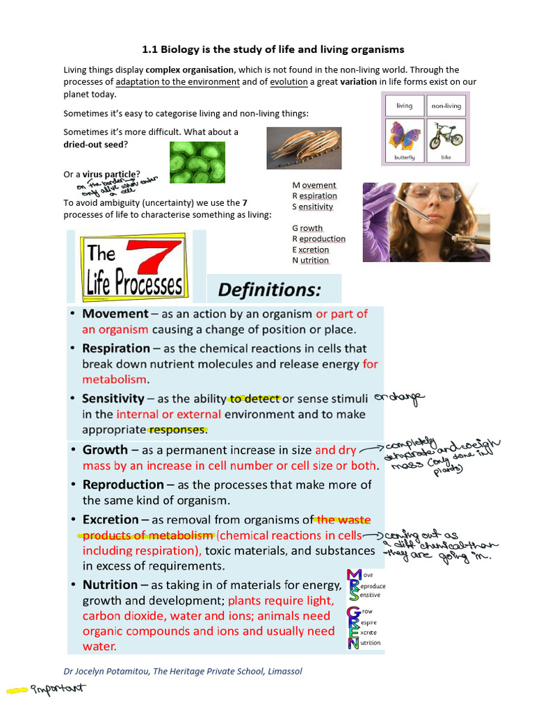 Understanding MRS GREN in Biology | PDF | Cell (Biology) | Organisms