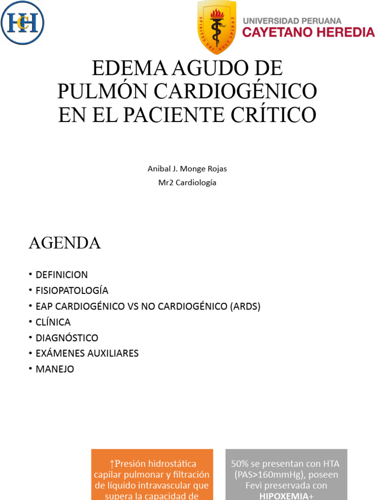 Edema Agudo de Pulmón Cardiogénico en El Paciente | PDF | Edema ...