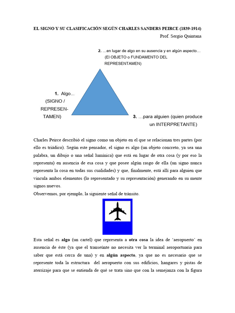 El Signo y Su Clasificación Según Charles Sanders Peirce | PDF | Los ...
