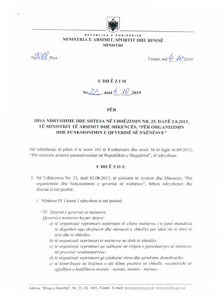 Udhëzimi-Nr 22-Datë-4 10 2019 | PDF