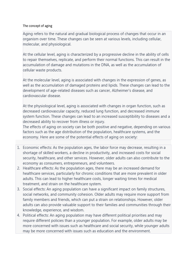 The Concept of Aging | PDF | Senescence | Ageing