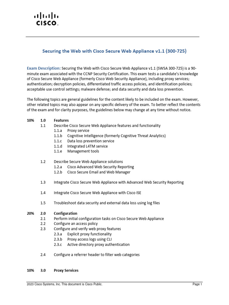 300 725 SWSA v1.1 | PDF | Proxy Server | Software