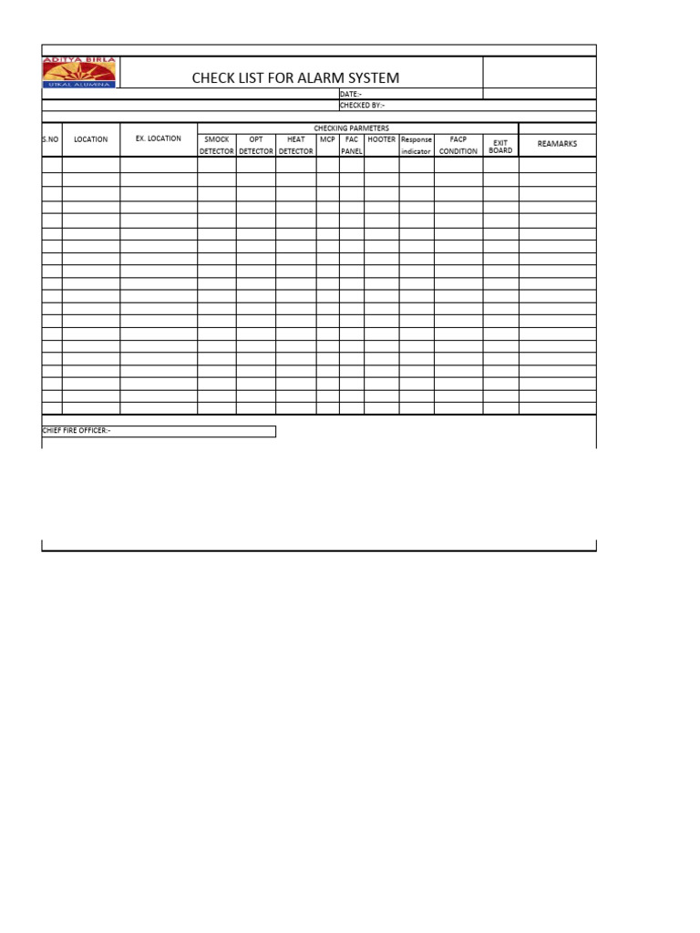 Alarm System Inspection Checklist | PDF