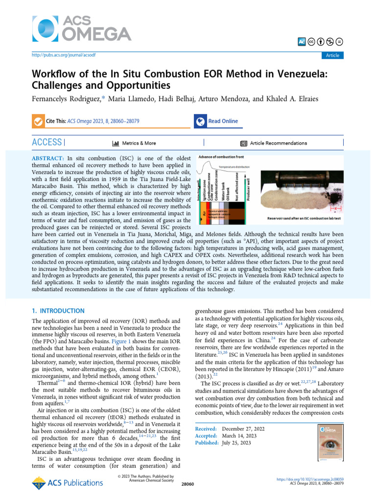 Workflow of The in Situ Combustion EOR Method in V | PDF | Enhanced Oil ...