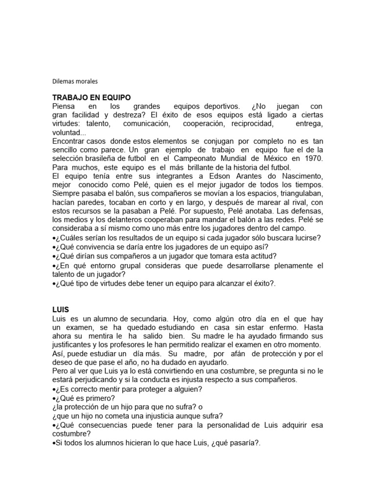 Dilemas Morales Pdf Autonomía Moralidad