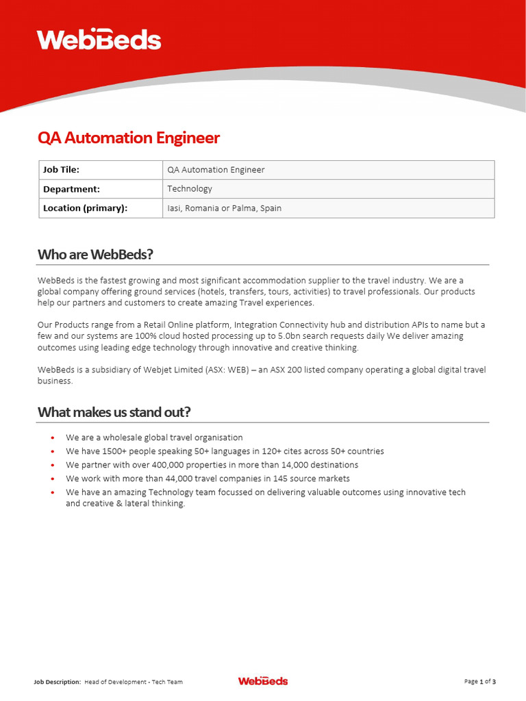WebBeds: Global Travel Tech Solutions | PDF | Business | Computer Science