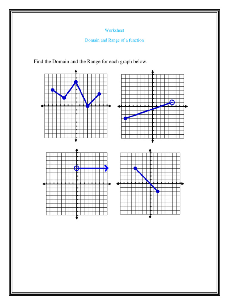 Worksheet 3 (Domain and Range of A Function) | PDF