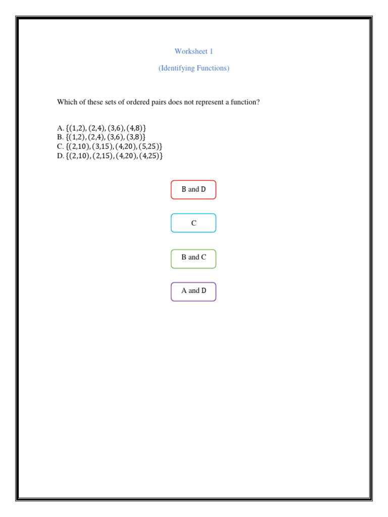 Worksheet 1 (Identifying Functions) | PDF