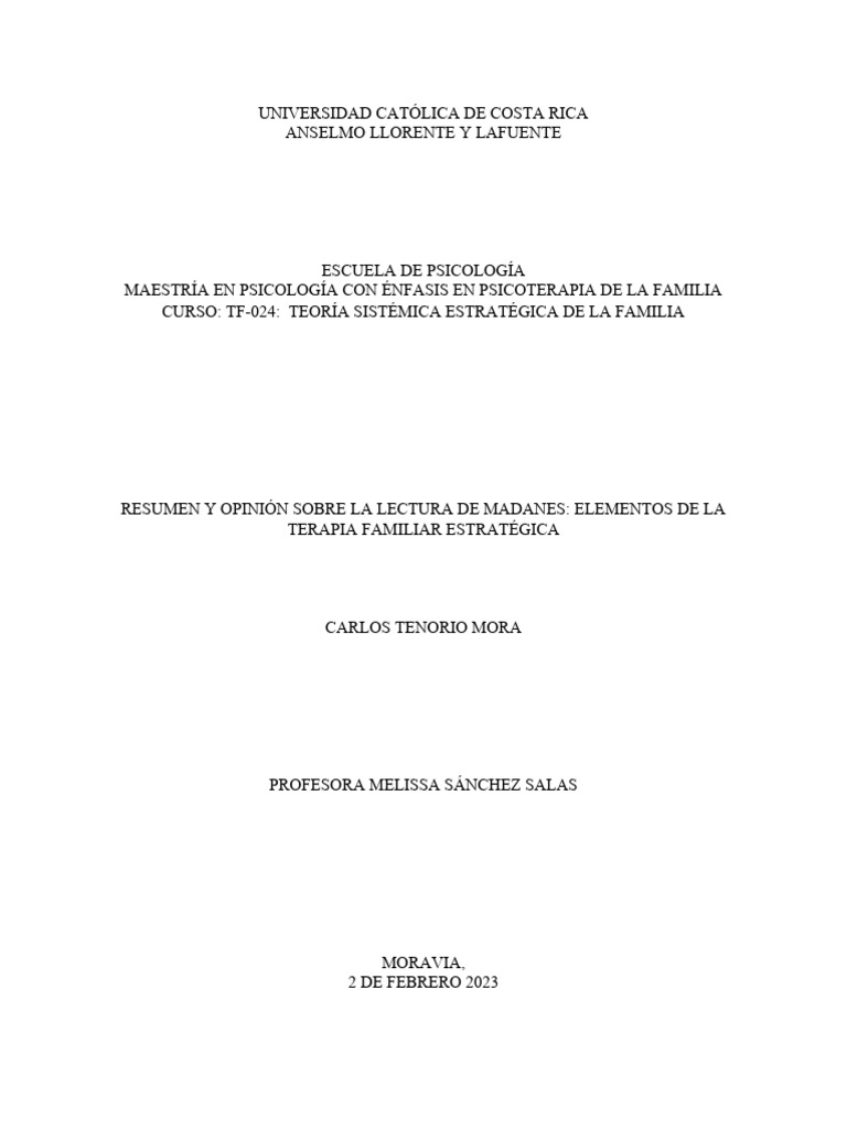 Terapia Familiar Estratégica Madanes | PDF