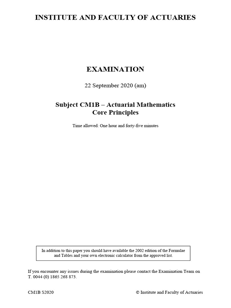 IandF CM1B 202009 ExamPaper | PDF