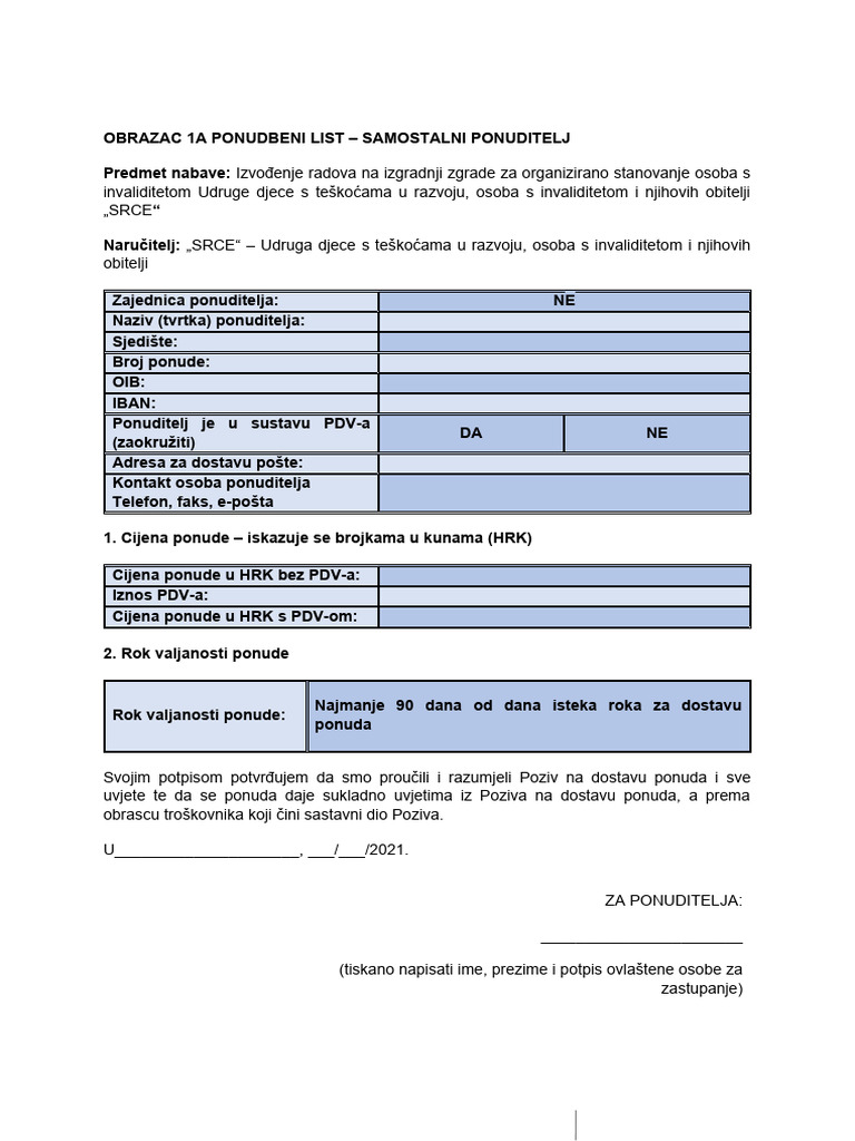 Obrasci I Prilozi | PDF