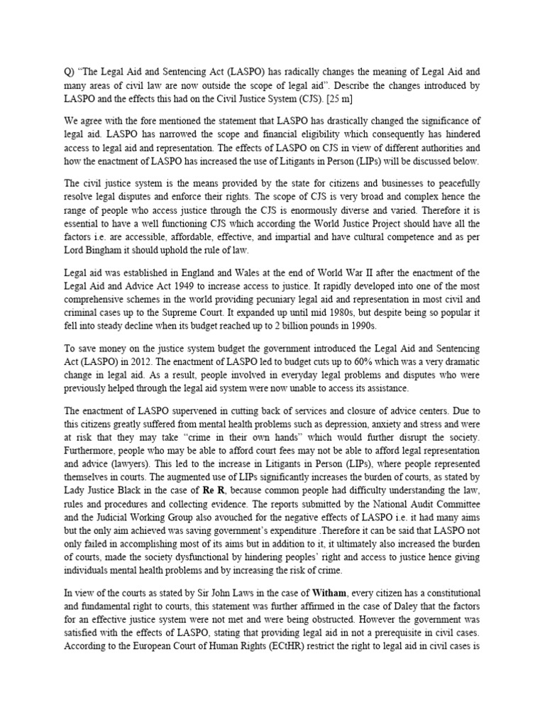 LASPO Answer | Download Free PDF | Legal Aid | Mental Health