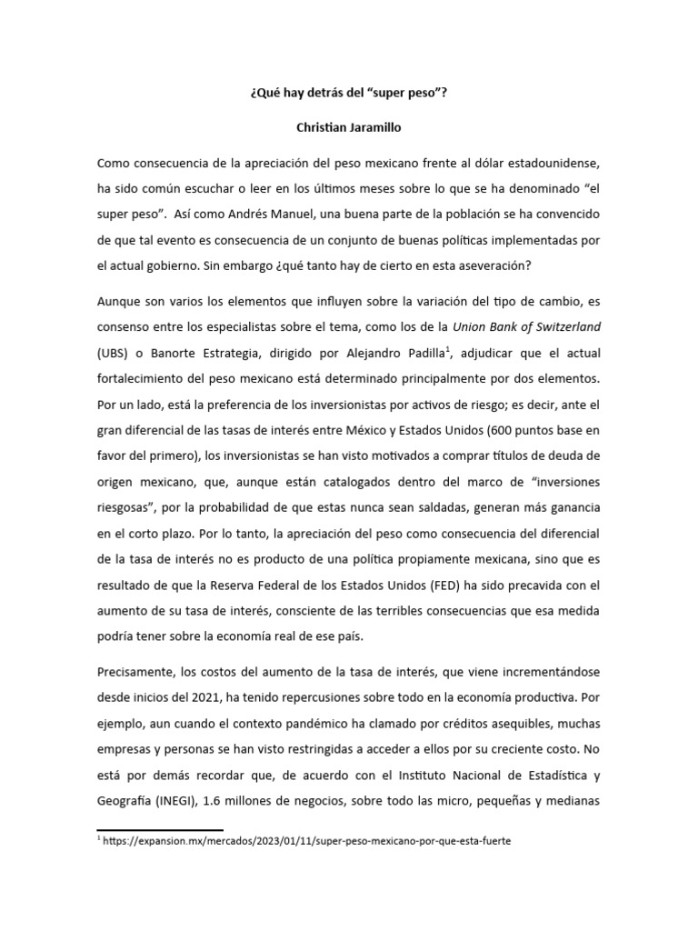 Qué Hay Detras Del Super Peso | PDF Qué Hay Detras Del Super Peso | PDF
