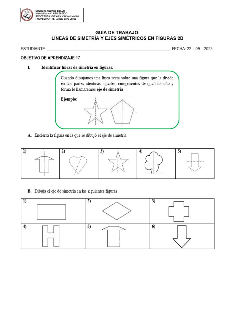 Guía de Trabajo Eje de Simetría | PDF