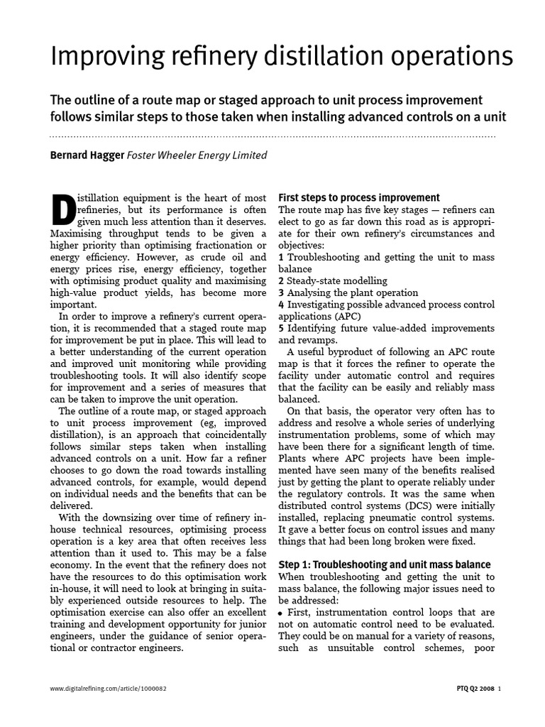 Improving Refinery Distillation Operations | PDF | Oil Refinery ...
