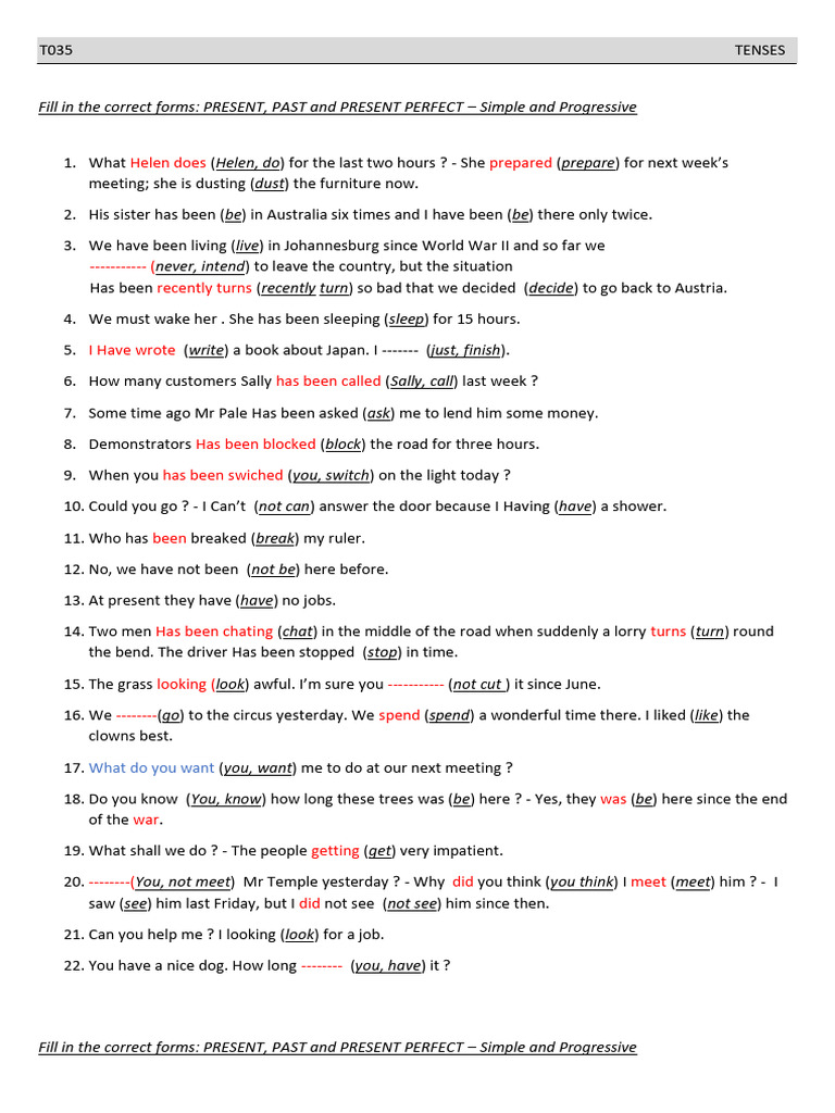 Present Past Present Perfect | PDF