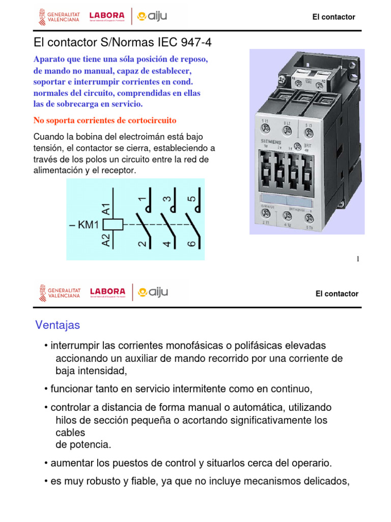 Características y Uso de Contactores IEC | PDF | Ingeniería de ...
